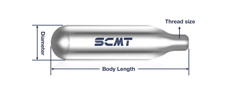 Wholesale 45Cc/33G CO2 Gas Cartridge/Cylinder With 3/8-24UNF Screw Neck ...