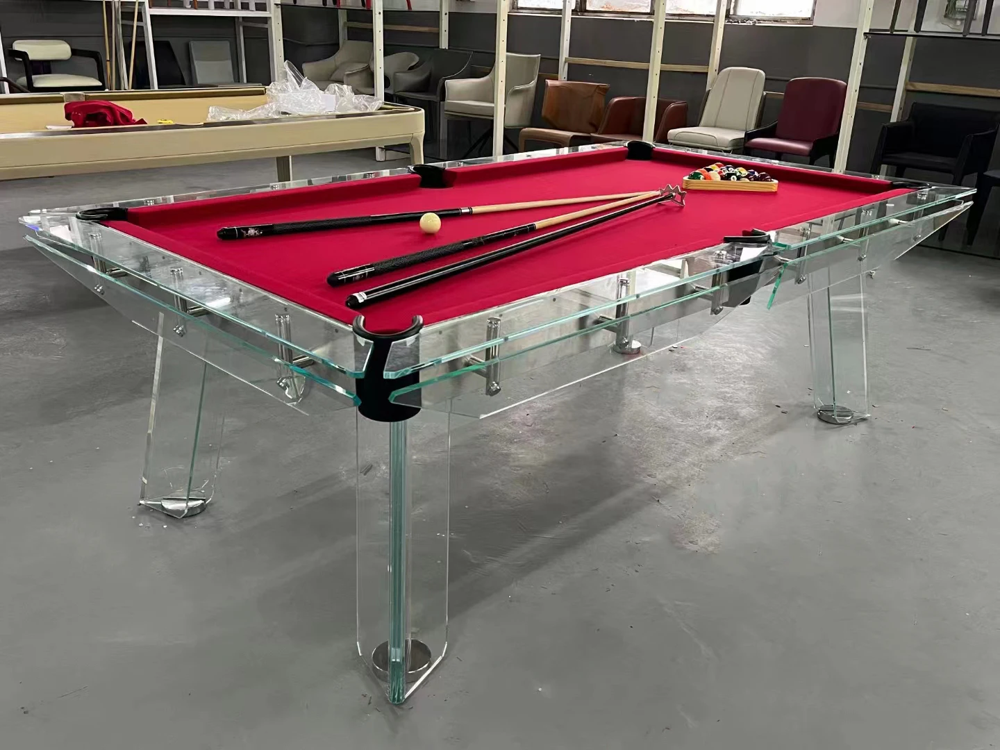 Modern Luxury Pool Table 7ft 8ft 9ft Glass Pool Table Stalinite Glass ...