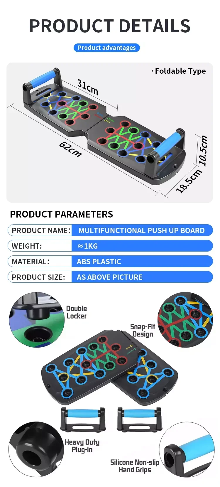 Folding Multifunctional Push-up Bracket Board Gym Foldable Fitness Push ...