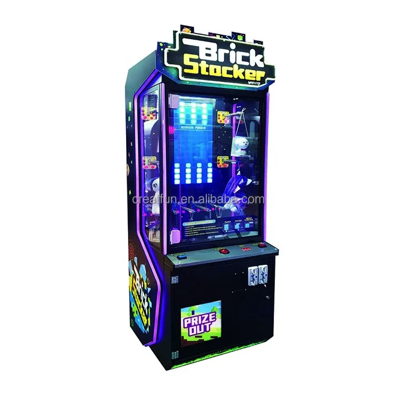High Quality Coin Operated Brick Stacker Prize Game Arcade Ticket Redemption Claw Crane Machine ...