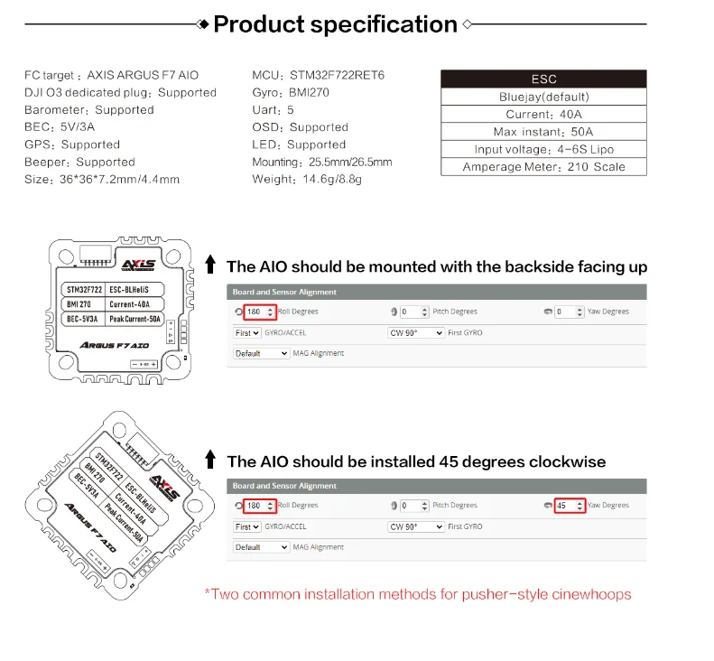 Axisflying Argus F7 Aio F722 40a With Aluminum Shell For Cinewhoops Fpv ...