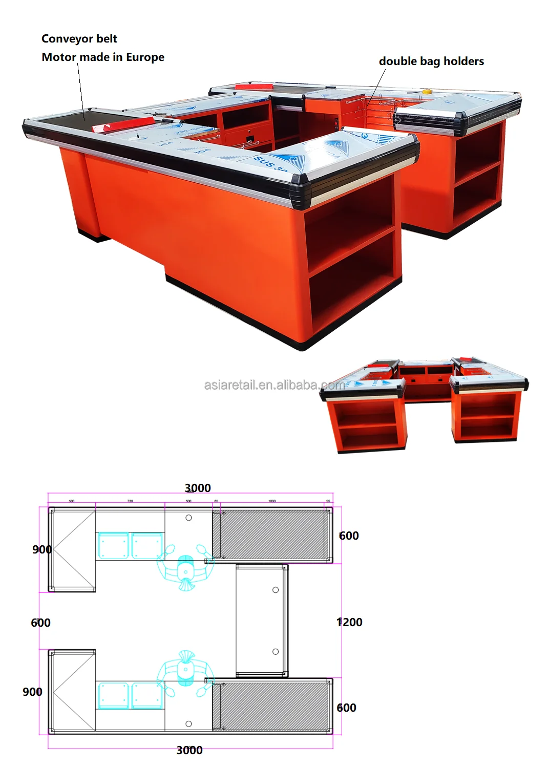 2023 New Design Motorized Cash Register Stand Counters Furniture