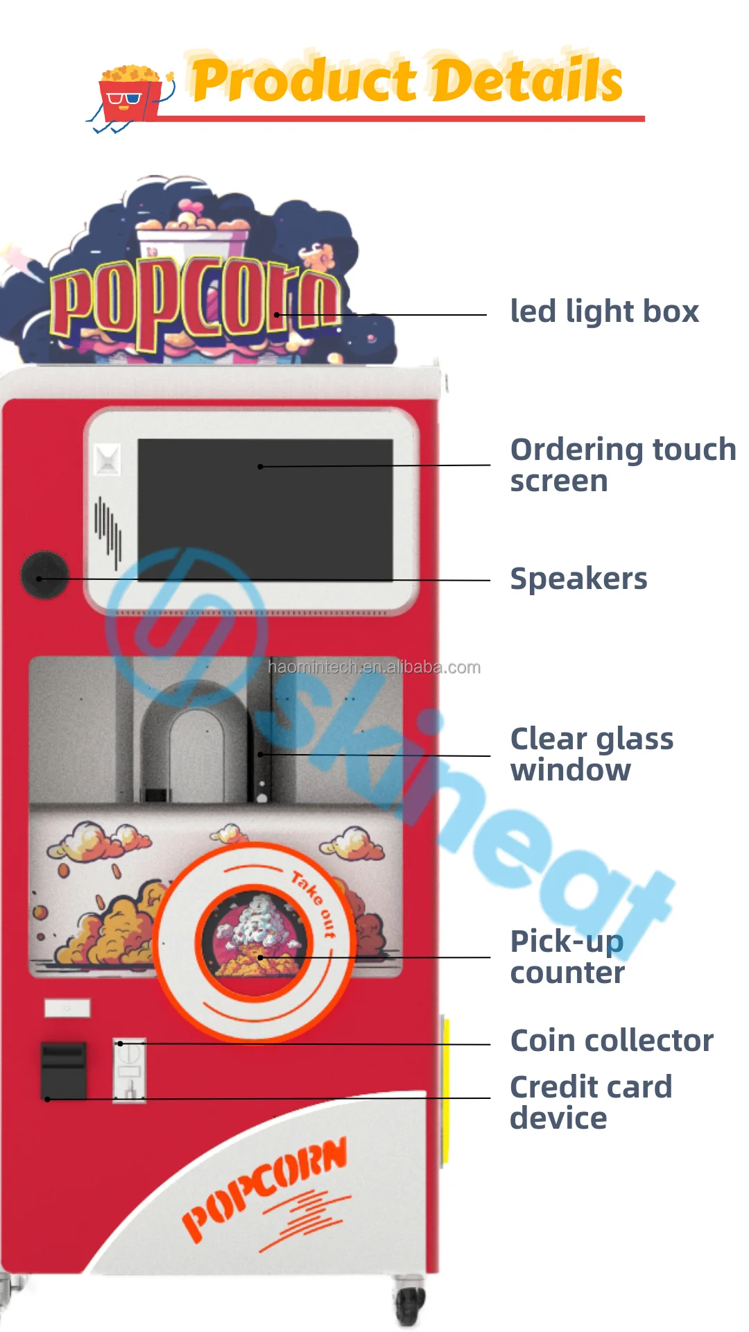 Hot Food Popcorn Vending Machine With Touch Screen Hot Food Fully ...