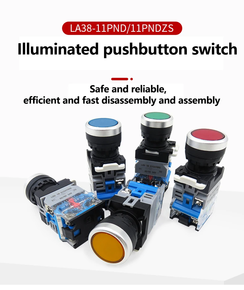 Yellow self reset button with light, one on and one off, 22mm diameter ...