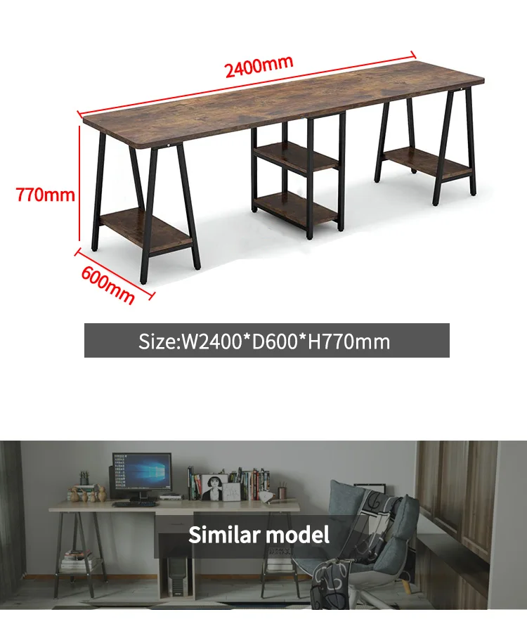 New Design L Shaped Metal Frame 2 Person Wood Writing Desk with Storage ...