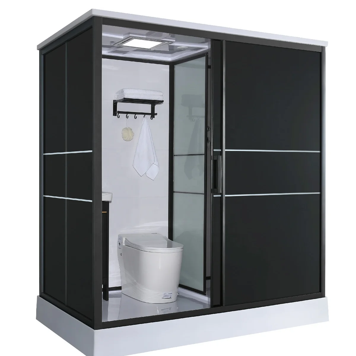 Black Explosion-proof Film Tempered Glass Shower Bathrooms Toilet ...