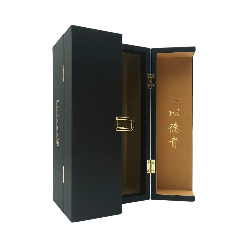 Wholesale Premium Black PU Leather Gift Box for Whiskey