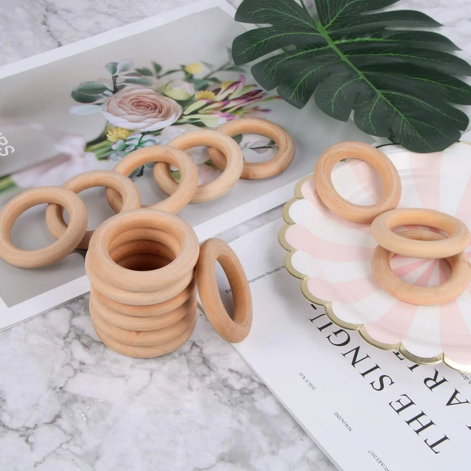 25mm to 70mm Unfinished Natural Beech Wood Rings for Festivals