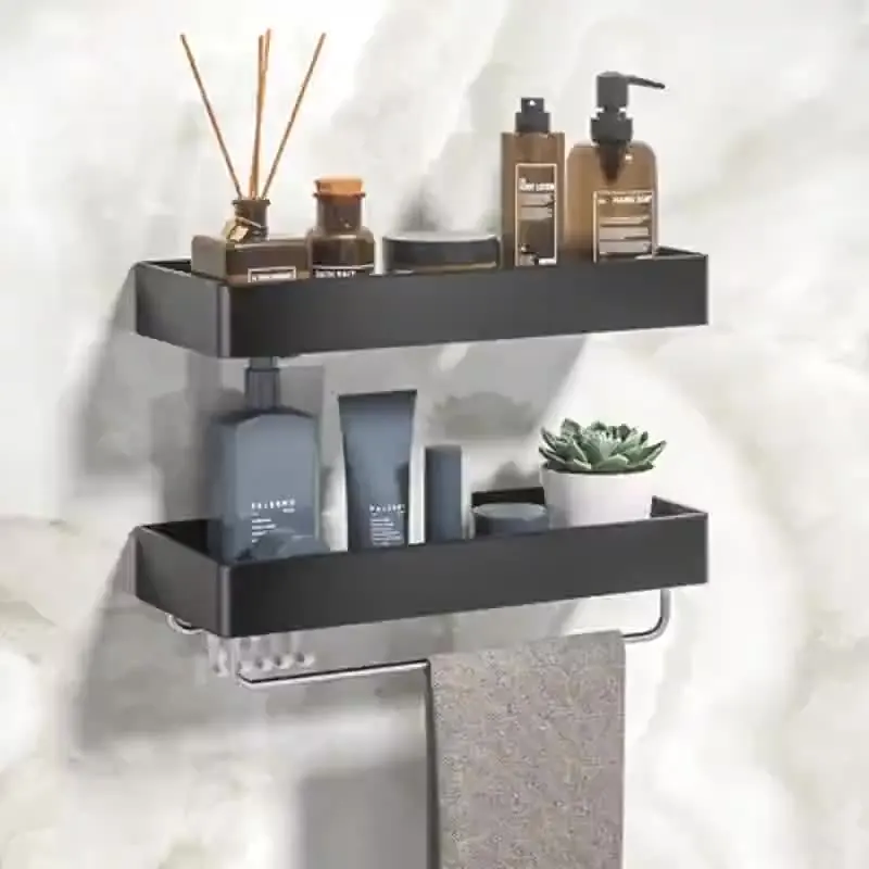 Bathroom storage rack, wall mounted, perforated free, washroom ...