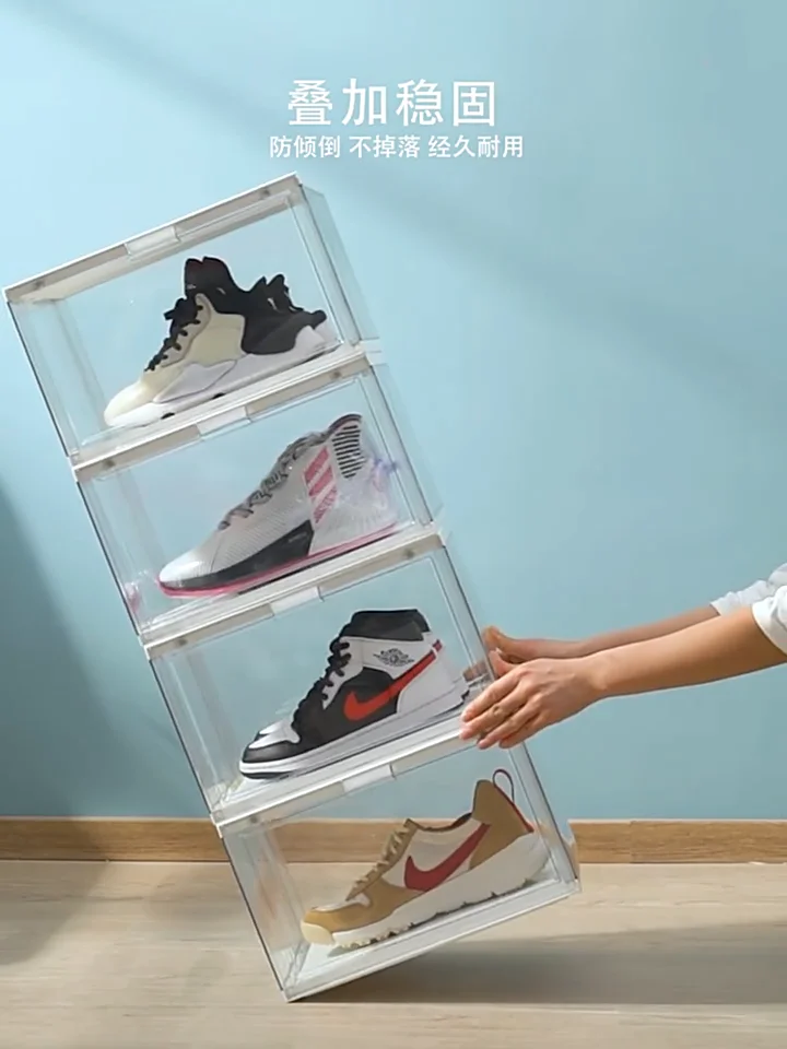 Wholesale Transparent Plastic Sneaker Stackable Shoe Storage Boxes Drop ...