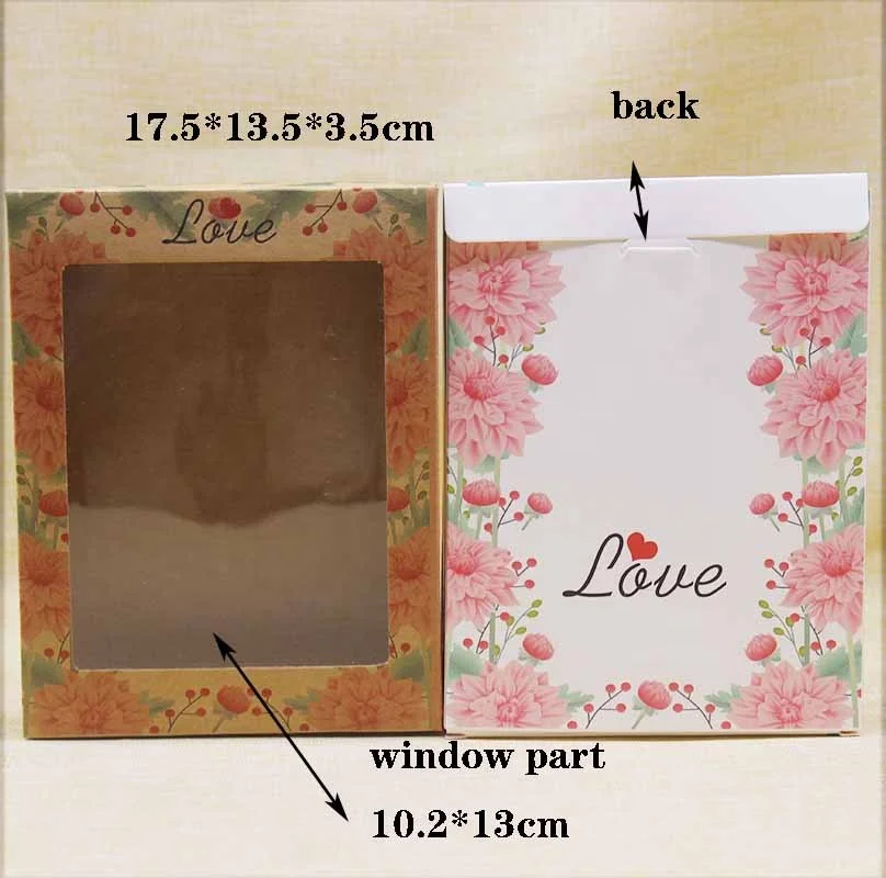 Thank You Clear Transparent Window Kraft Paper Boxes Candy Cookie Gift ...