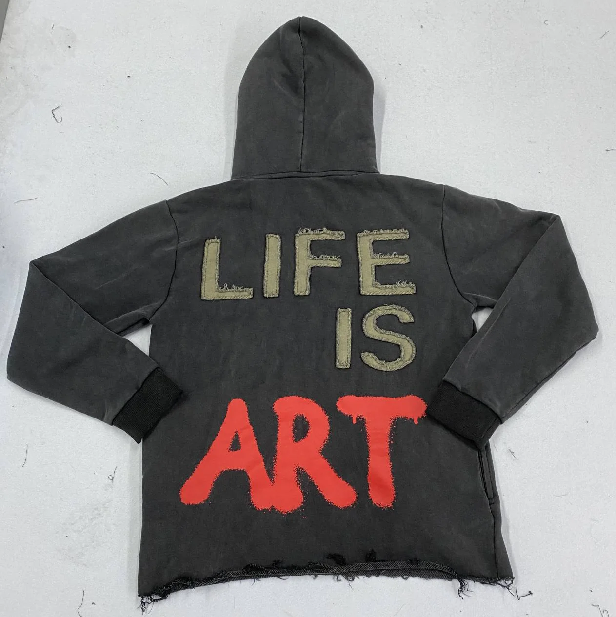 Custom Vintage Crop Hoodie - Distressed Embroidery Patches