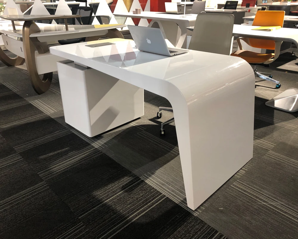 BOBIAO Luxury White Office Desk - Manager Cabin Quality