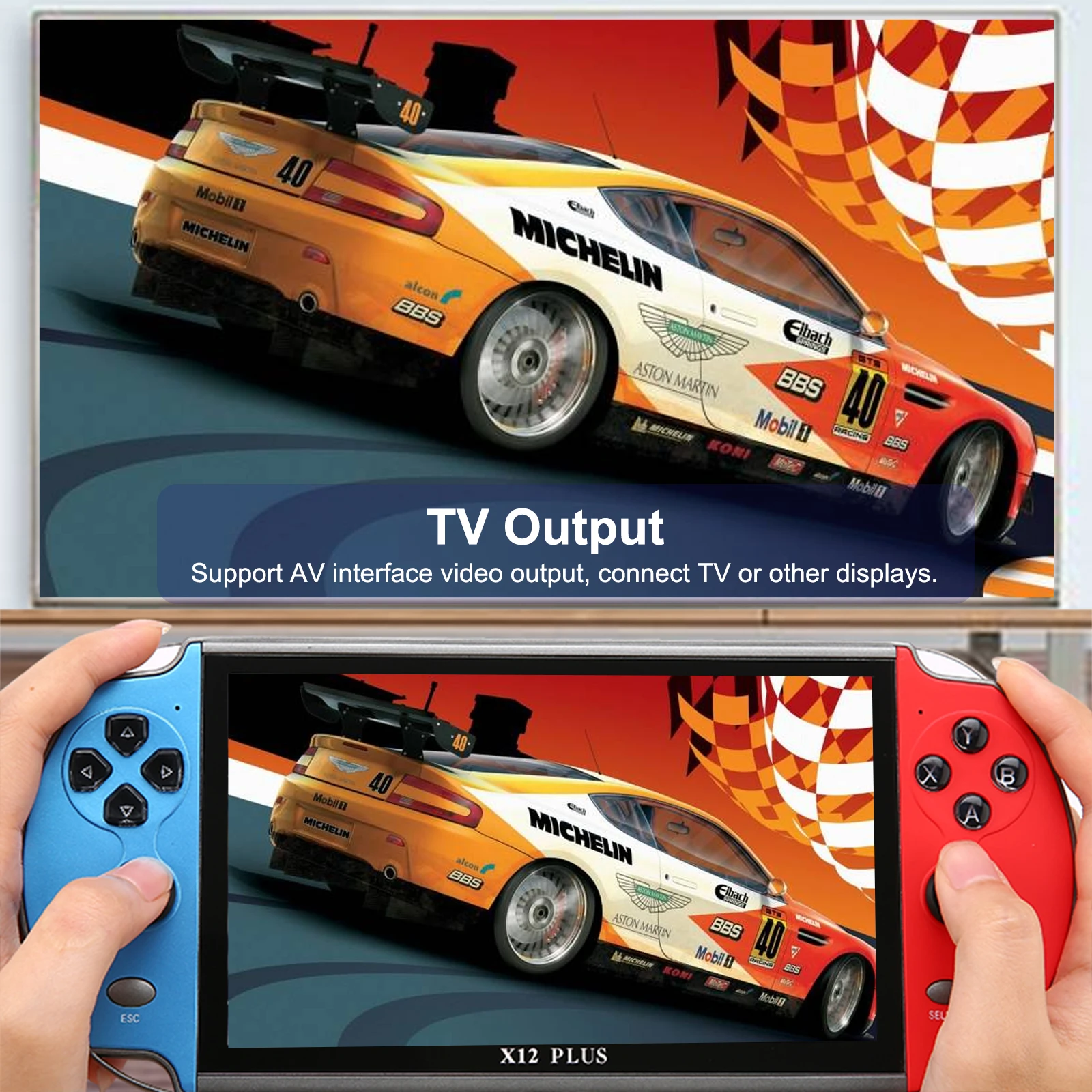 X12 Plus Game Console - 16GB, 7'' Touch Screen Retro Player