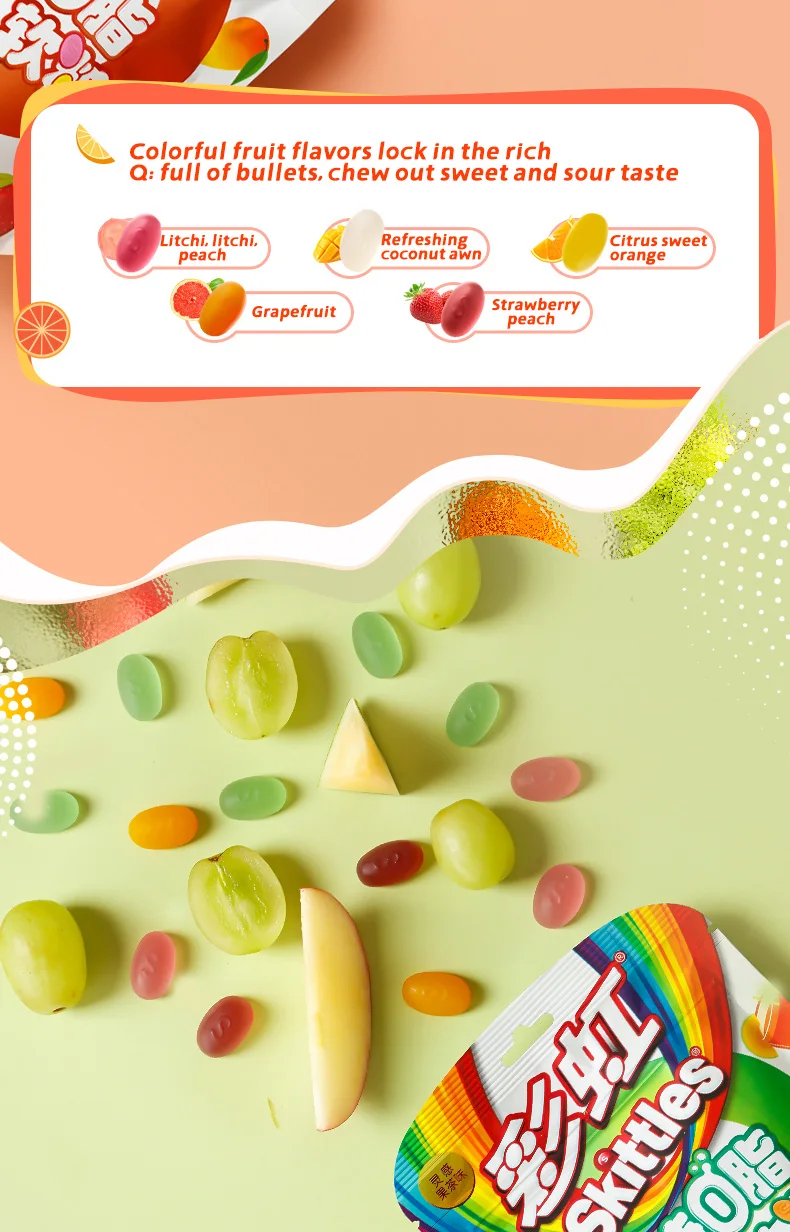 China Hot Selling Exotic Snacks Multicolor Mixed Fruit Flavor Skittle ...