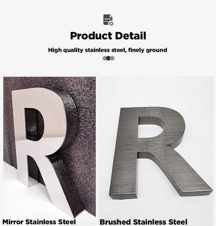 Custom Stainless Steel Small Metal 3d Mirror Letters Signage Of Metal ...