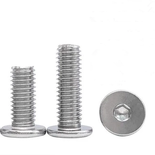 Stainless Steel 304 Flat Thin Head Hex Socket Bolts Low Profile Thin ...