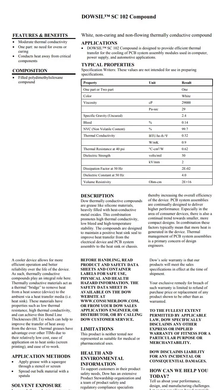 Procesador de grasa térmica Corning SC102, materia prima principal epoxi para disipador de calor ...
