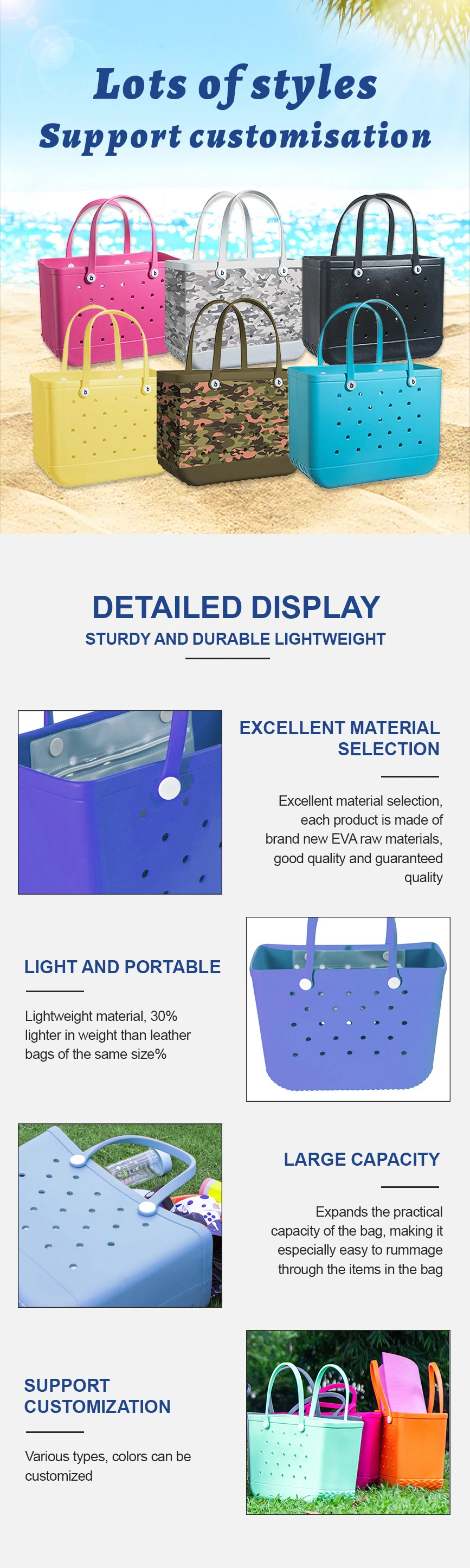 Waterproof Silicone Xl Baseball Softball Leopard Cow Print Eva Basket Beach Tote Bogg Bag - Buy ...