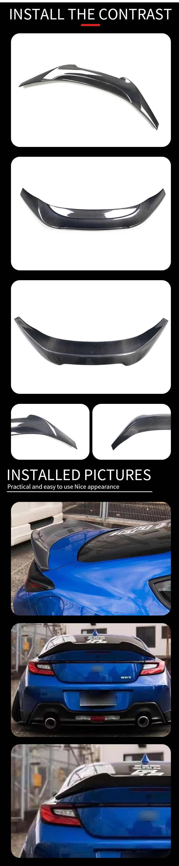 V Style Rear Ducktail Spoiler for Subaru BRZ & Toyota GR86