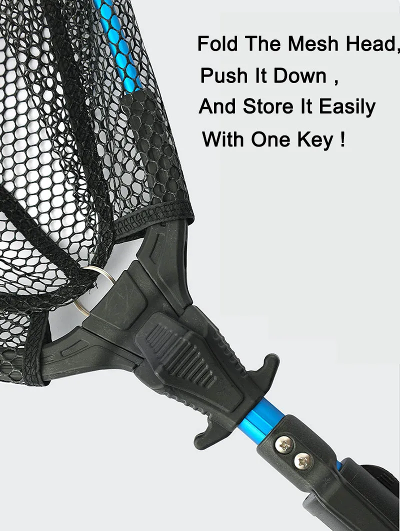 Aluminum Alloy Telescopic Folding Fishing Lure Nets Nylon Mesh Trout ...