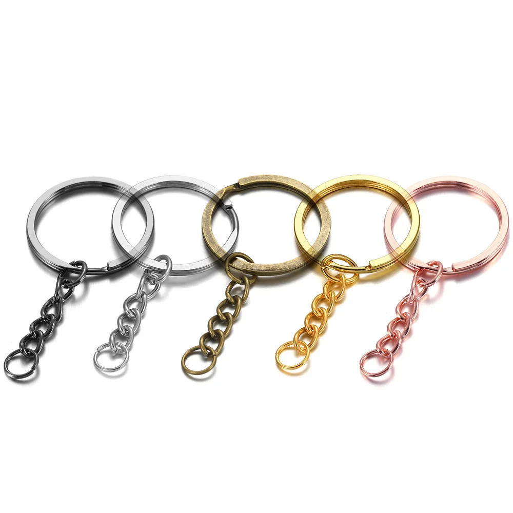 Customizable Rose Gold Metal DIY Split Key Ring with Chain