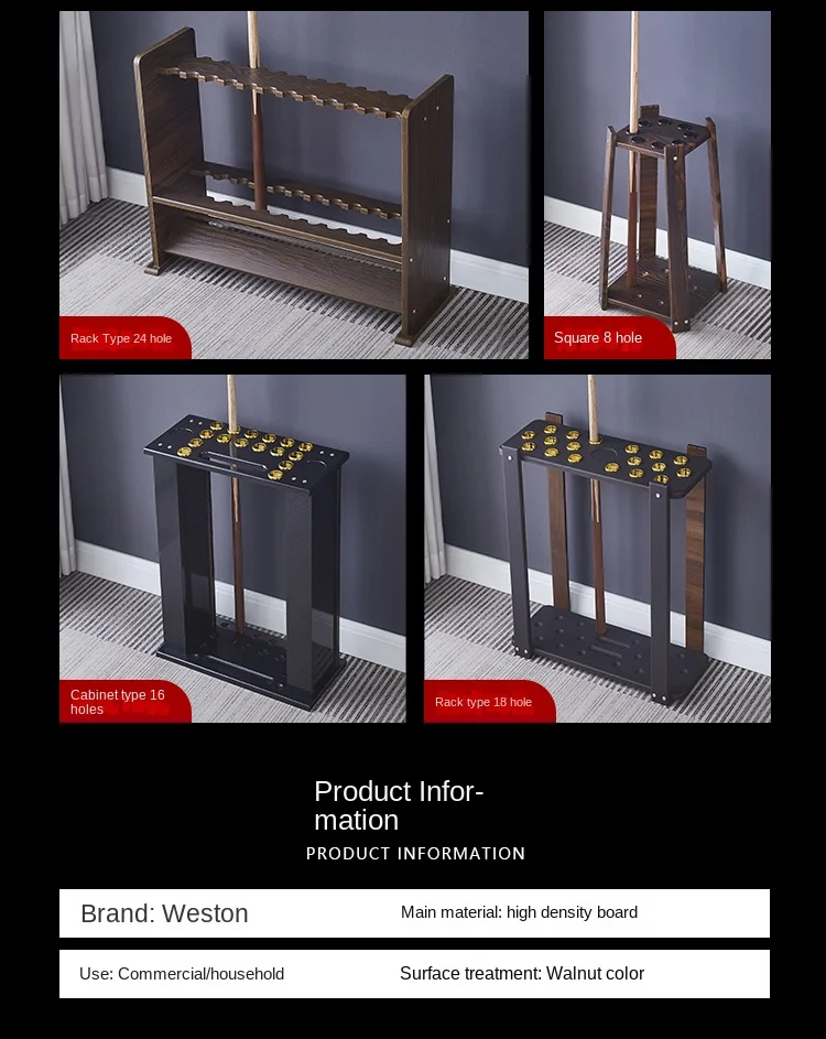 Wooden Cabinet Type Billiard Cue Sticks 12 Pool Cue Stand with Floor ...