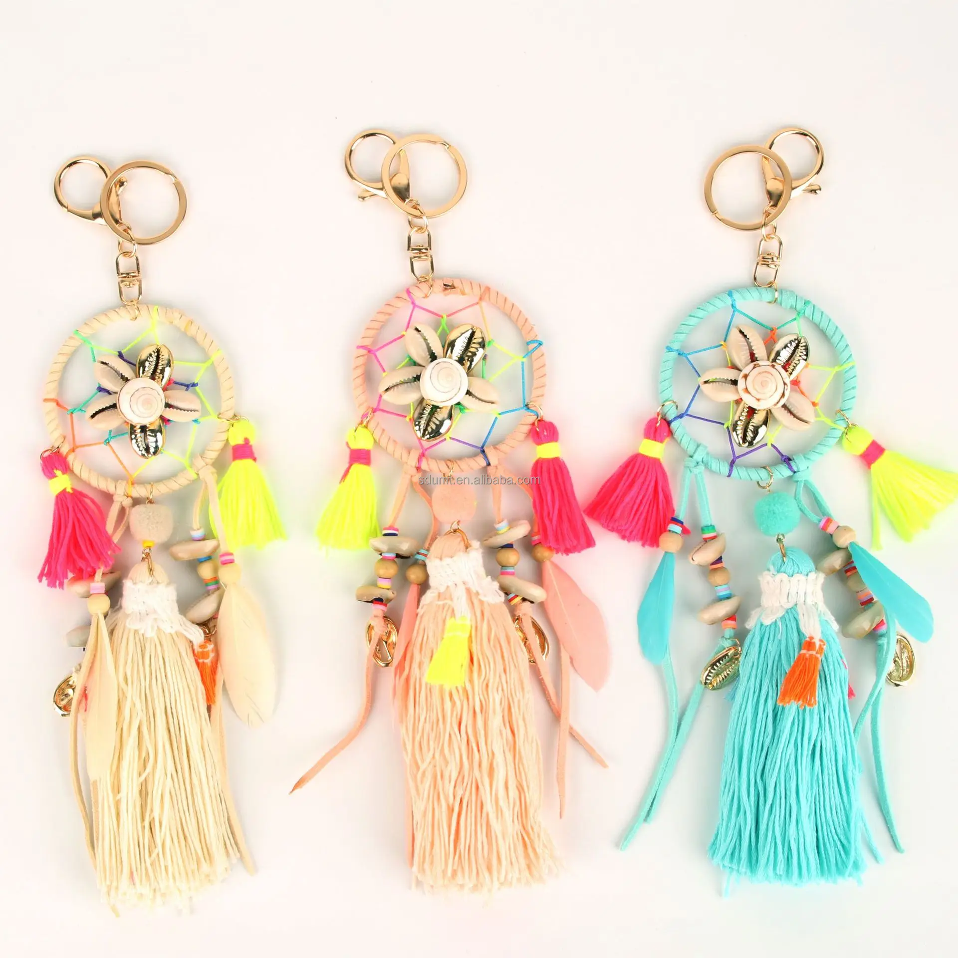 Hot Sale Bohemia Shell Beach Keychain Colorful Tassel Key Chain Key ...