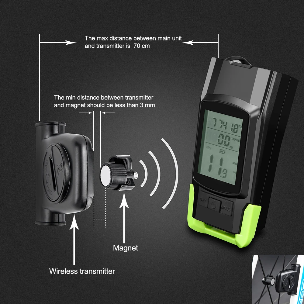 Waterproof IPX4 Speedometer Electric Horn 4 Lighting Modes LED Light ...