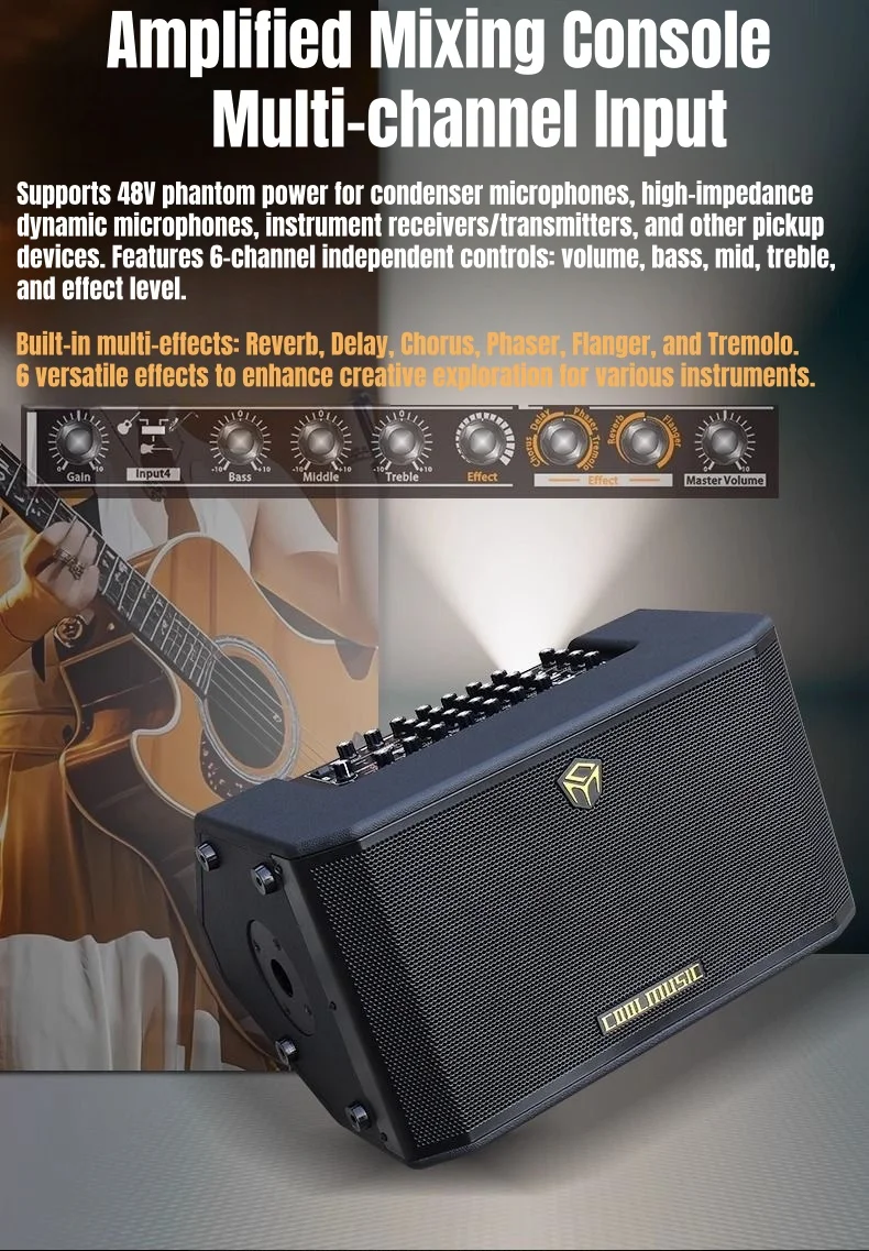 COOLMUSIC 300-Watt Portable Outdoor Battery Powered Speaker Amplifier ...