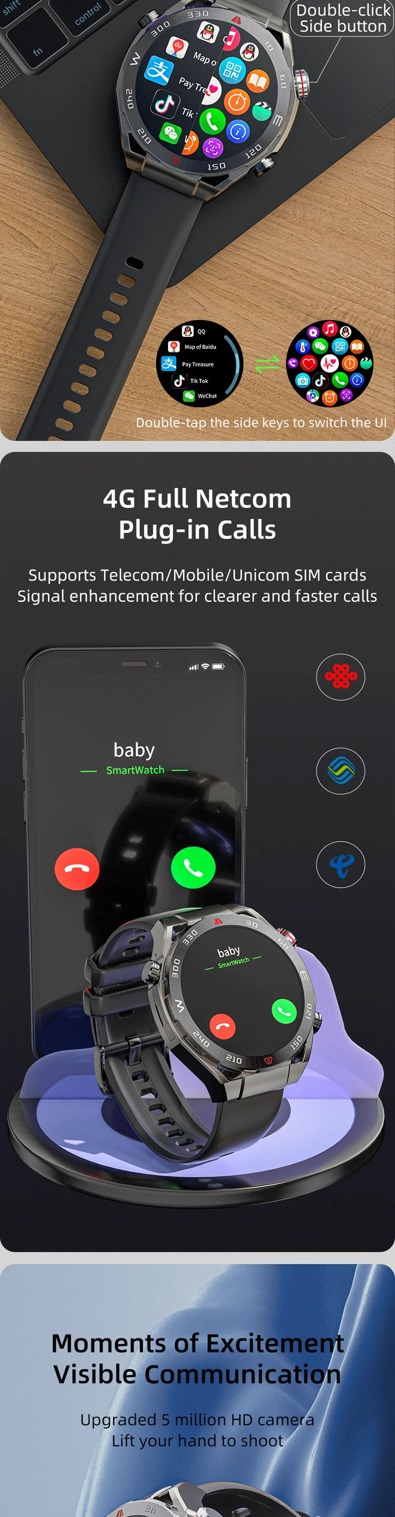 Vp600 1.43inch 4g Amoled Screen Smartwatch Android Smart Watch With 2 ...