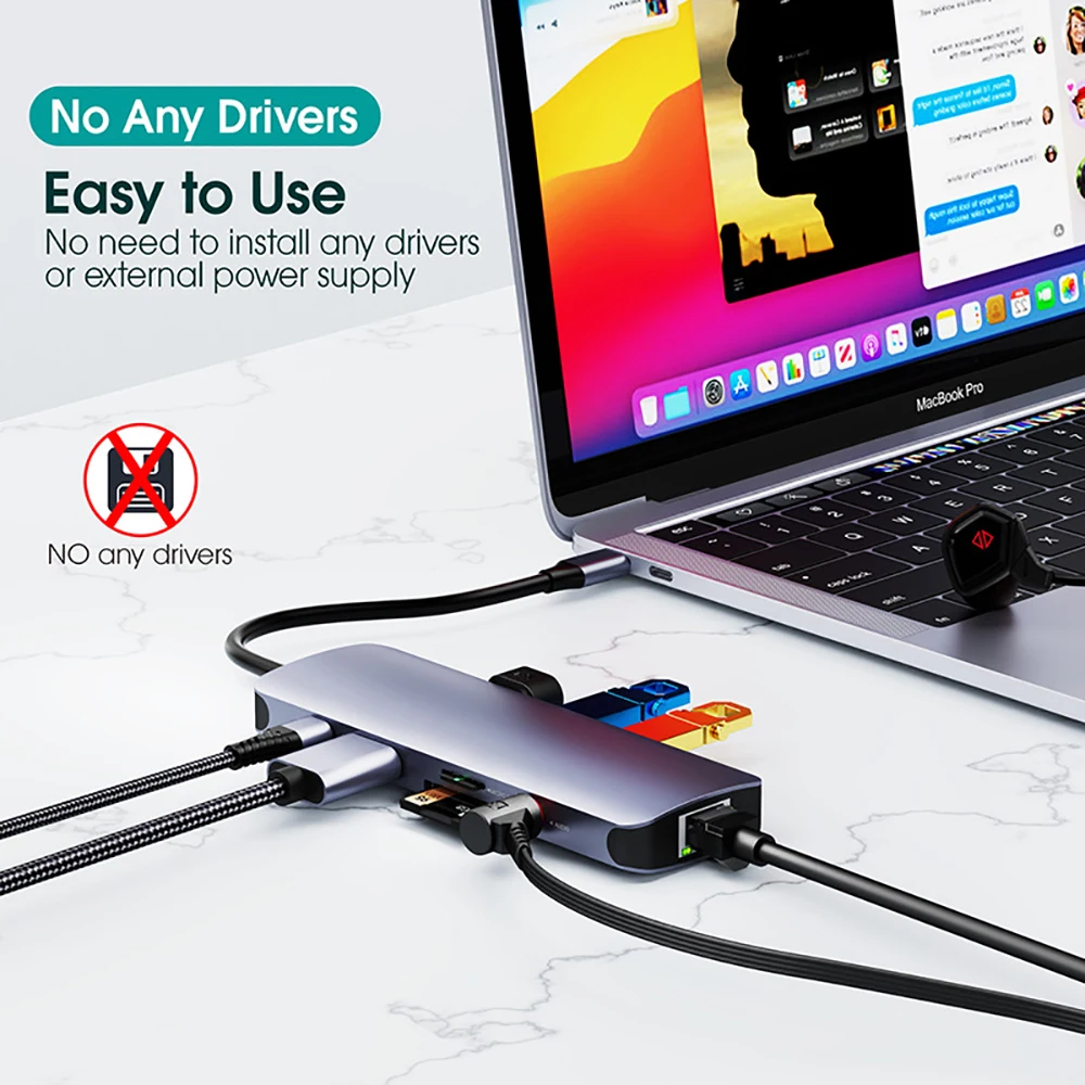 Multiport Type C Hub Usb 3.0 100w Pd Charge 1000mbps Rj45 Hdmi4k Switch ...