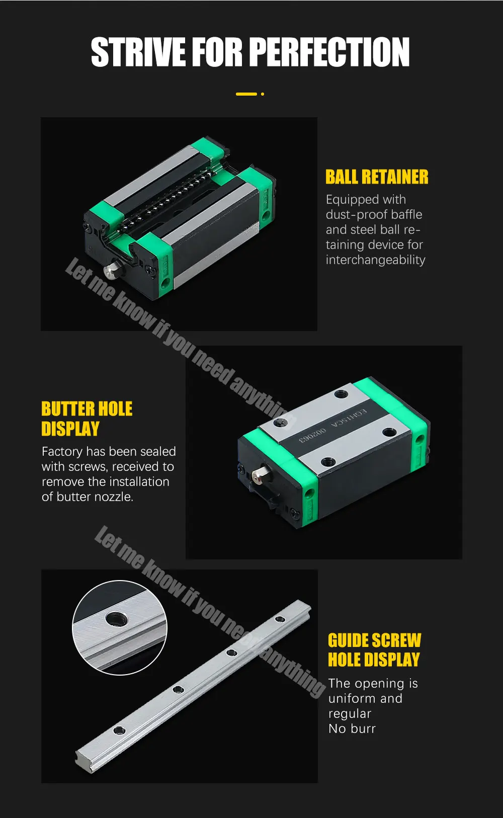 Low Assembly CNC Linear Guide Rail Flang Square Type Linear Rail Guide EGH EGW Linear Guides ...