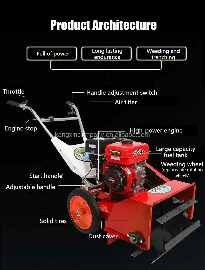 Multi-function Micro-tiller Gasoline Ditching 170f Chain Track Plowing ...