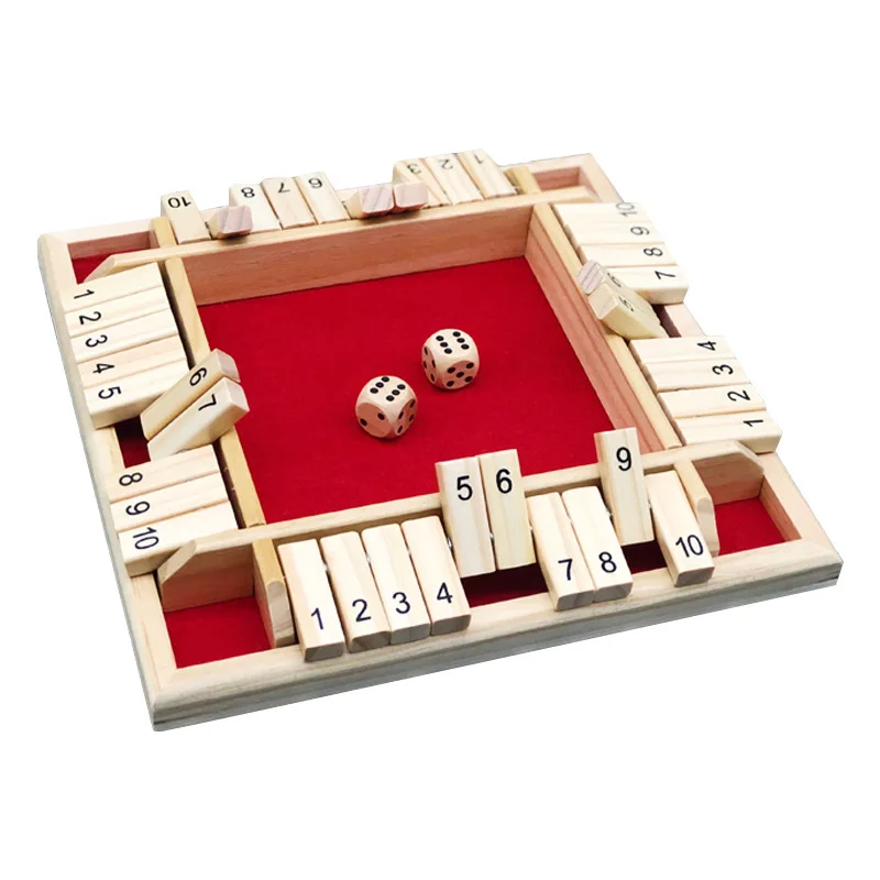 2024 Four Sided 10 Numbers Shut Box Board Game Wooden Flaps & Dice Set ...