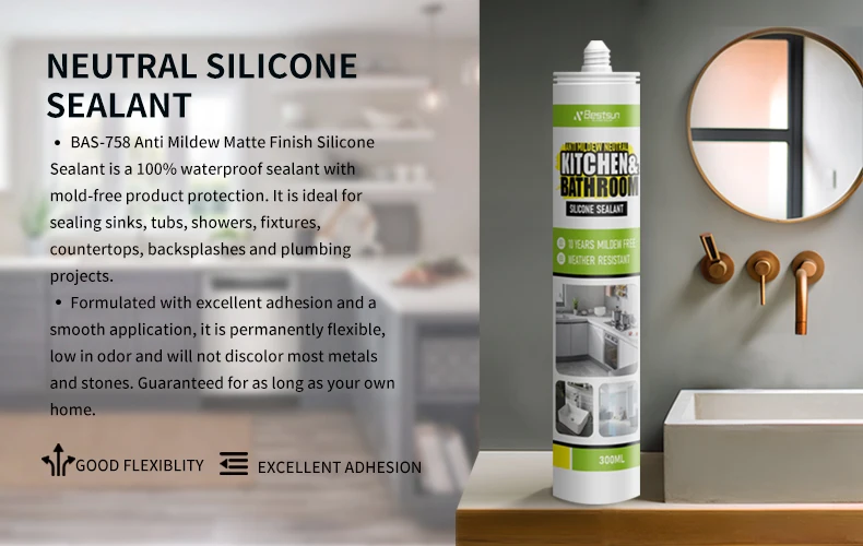 Sanitary Grade Anti-fungal Matte Finish Color Matching Waterproof Silicone Sealant For Interior ...