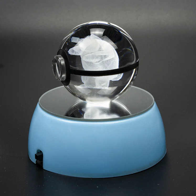50mm 3D Crystal Pokemon Trainer Pokeball with Bulbasaur