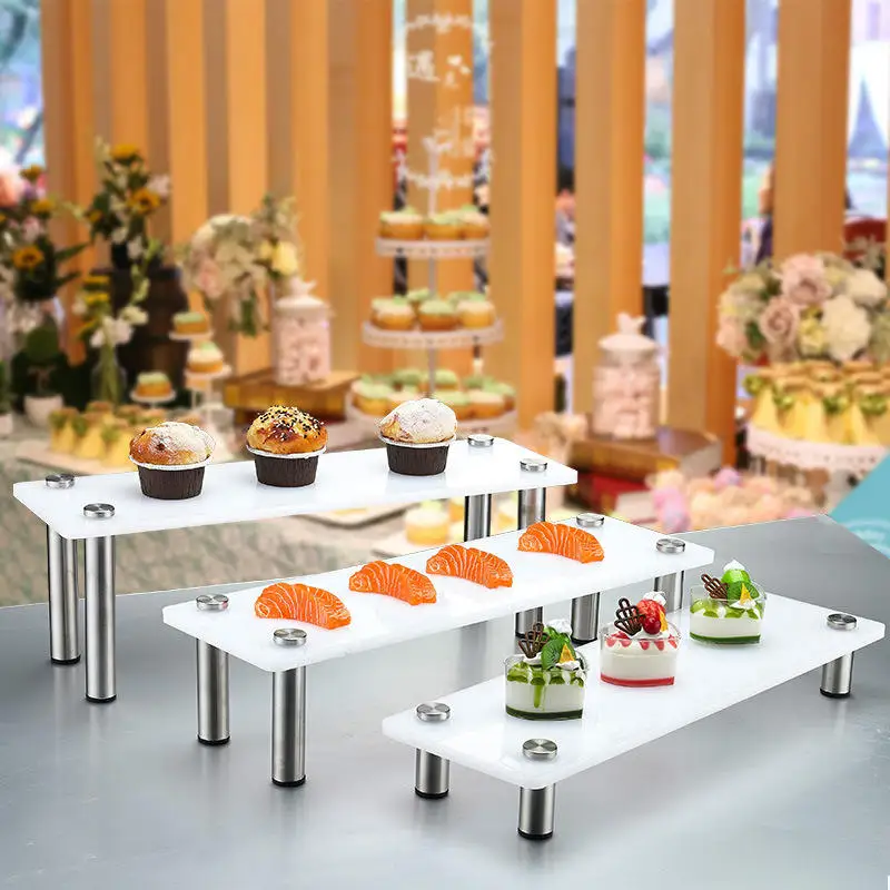 Elegant White Acrylic 3-Tier Rectangular Cupcake Dessert Display Riser ...