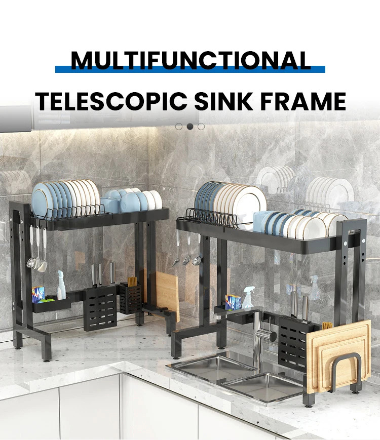 Adjustable Over The Sink Dish Rack Stand Stainless Steel Kitchen ...