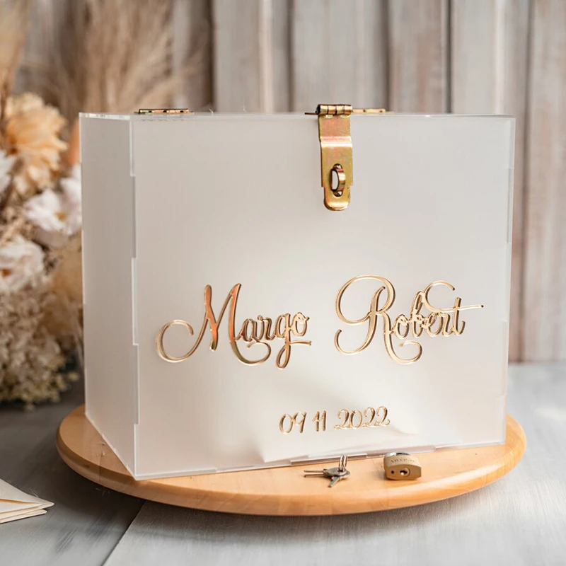 Elegant Personalized Name Card Box - Wedding Acrylic Well