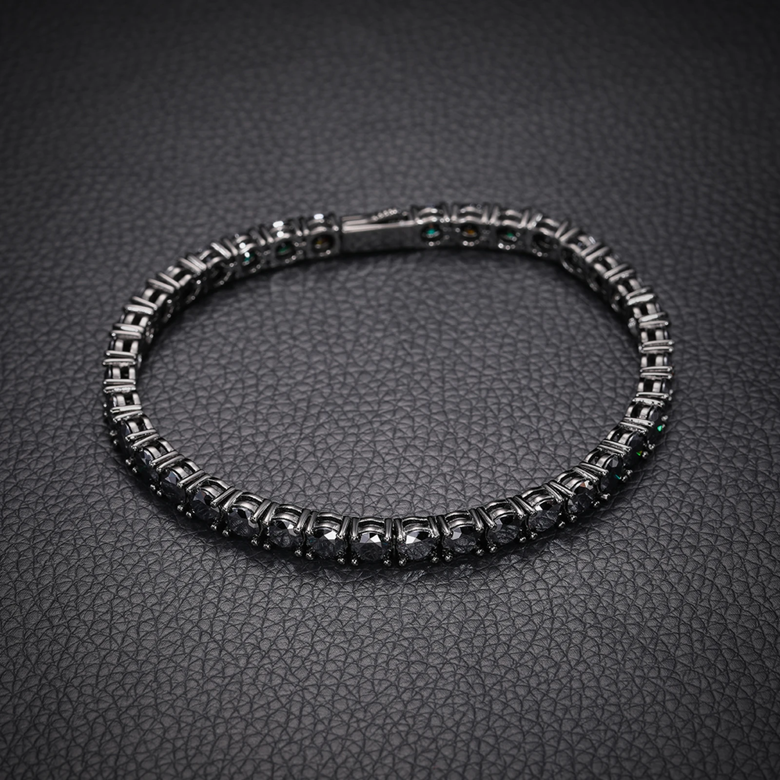 Kolye Unique Design 5mm Black VVS Moissanite Diamond Tennis Chain