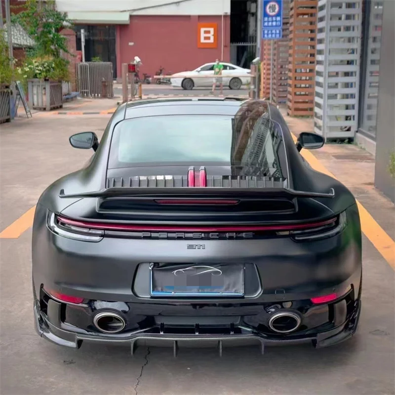 Black Light 992 Carbon Fiber Body Kit Bumper Hood Side Skirt Diffuser ...
