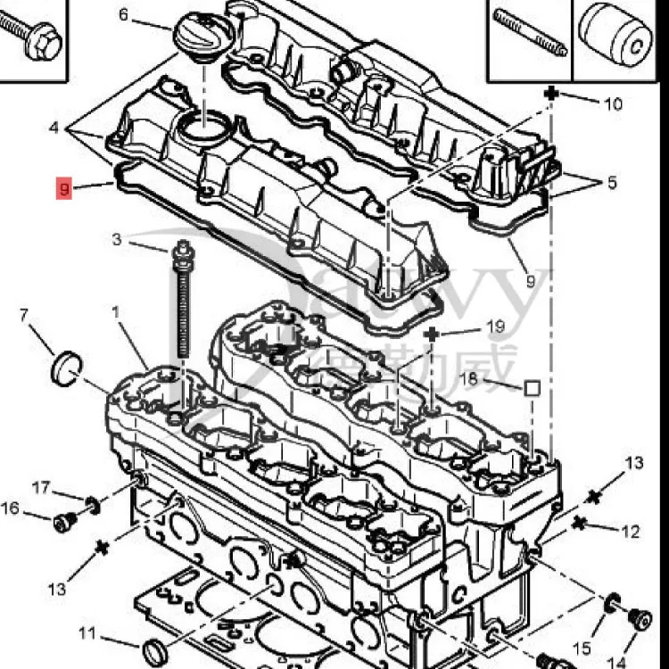 Peugeot Citroen 16v Valve Cover - OE 0249C6 & 9658651780
