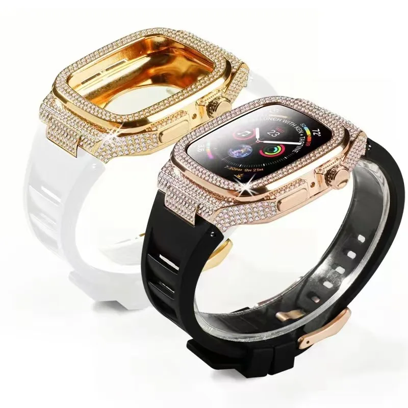 Modification Kit Luxury Diamonds Case For Apple Watch 8 7 45mm Metal ...