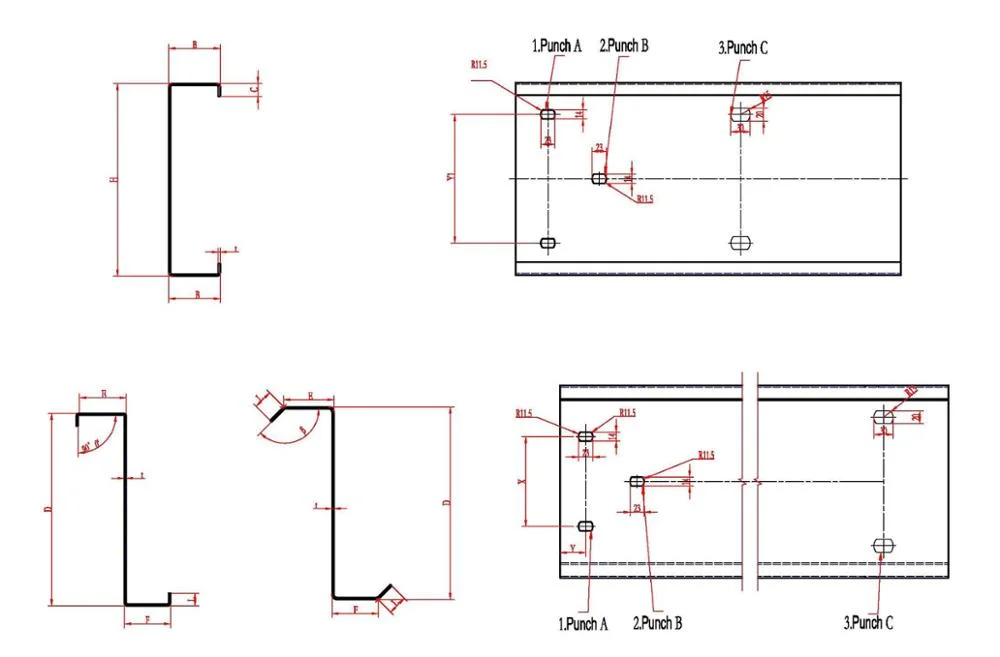 Adjustable Steel Structure Frame Cnc Channel Color Steel Cz Purlin ...