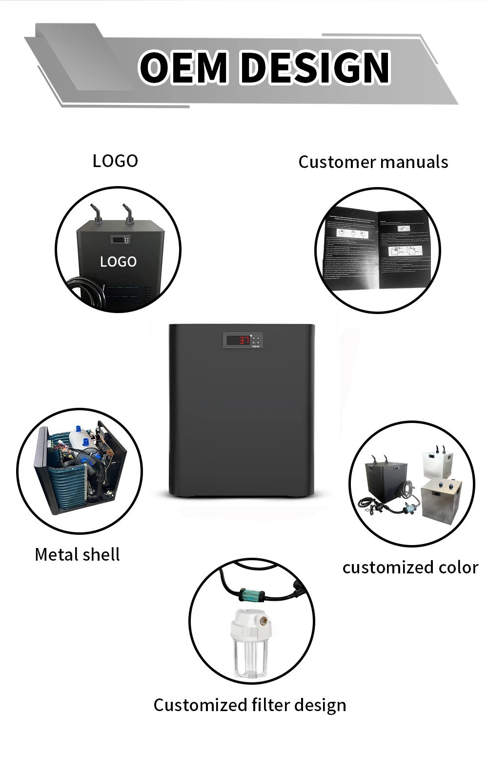 1/3 HP Water Chiller - Efficient Cooling to 36F for 300L