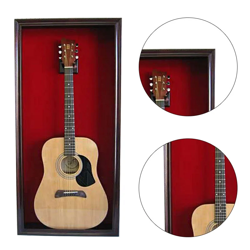 Wall Mount Guitar Display Case - Mahogany or Black Finish