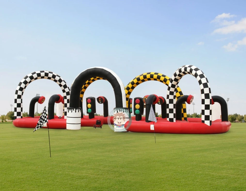 Outdoor Inflatable Game Kids Car Inflatable Race Track Sport Games ...