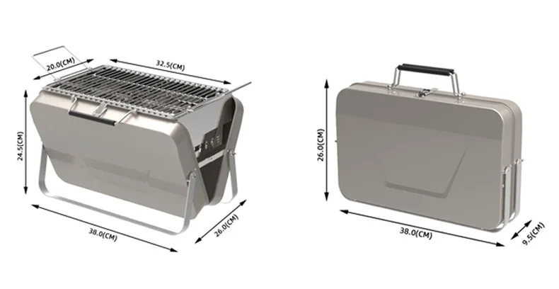 Custom Outdoor Mini Barbecue Grill Portable Briefcase Style Camping ...