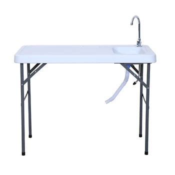 Portable Cleaning Cutting Sink Board White Plastic Folding Fish Tables ...